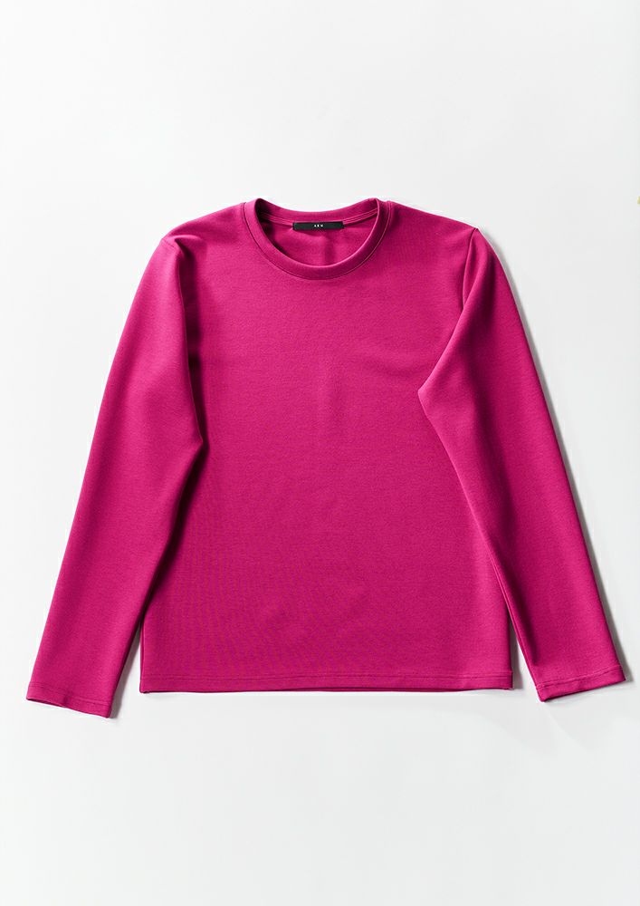 【AKM】DUALWARM MOIST PONTI L/S CREW-NECK -PINK-