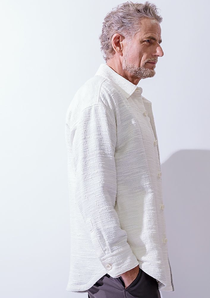 AKM】LAME MIX FANCY TWEED SHIRTS BLOUSON -BEIGE- AKM】LAME MIX FANCY TWEED SHIRTS BLOUSON -BEIGE-