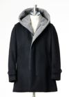 AKM】 SUPER ANGOLA BEAVER/140s MELTON SHORT WRAP HOODED COAT AKM】 SUPER ANGOLA BEAVER/140s MELTON SHORT WRAP HOODED COAT